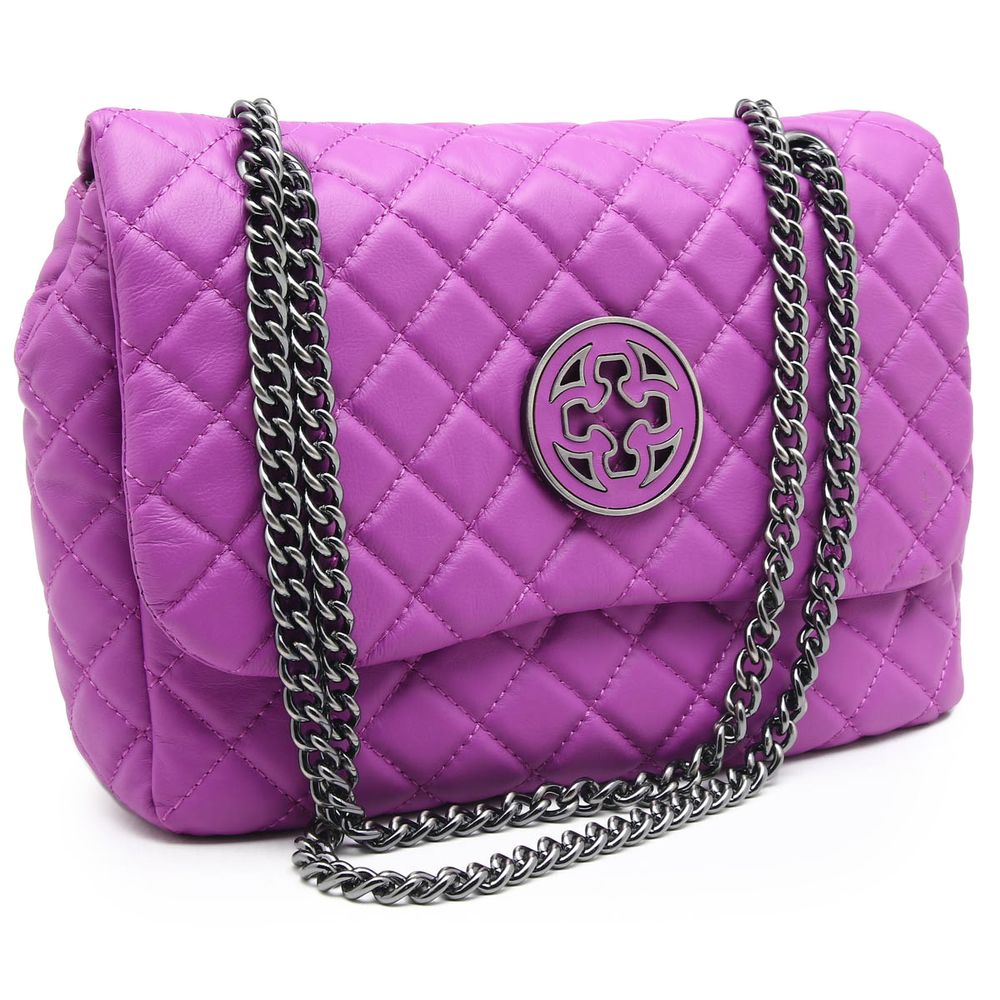 Bolsa Olívia Roxo Mirtilo Couro Alça Corrente Matelassê Roxo Mirtilo ...